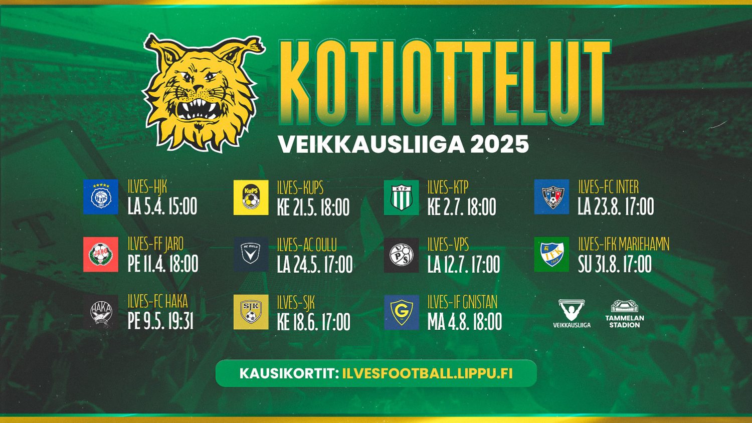 Ilves aloittaa Veikkausliiga-kauden 2025 kotiottelulla HJK:ta vastaan ...